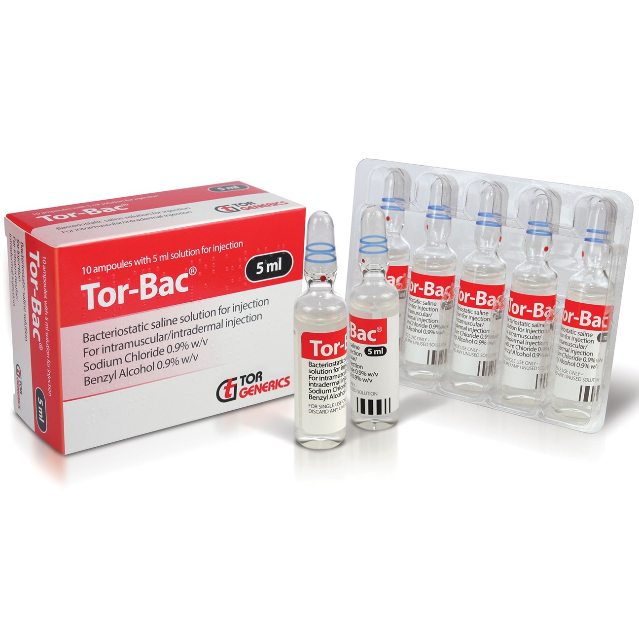 AGS116 : Bacteriostatic 0.9% Sodium Chloride Solution (TorBac) 10 x 5ml