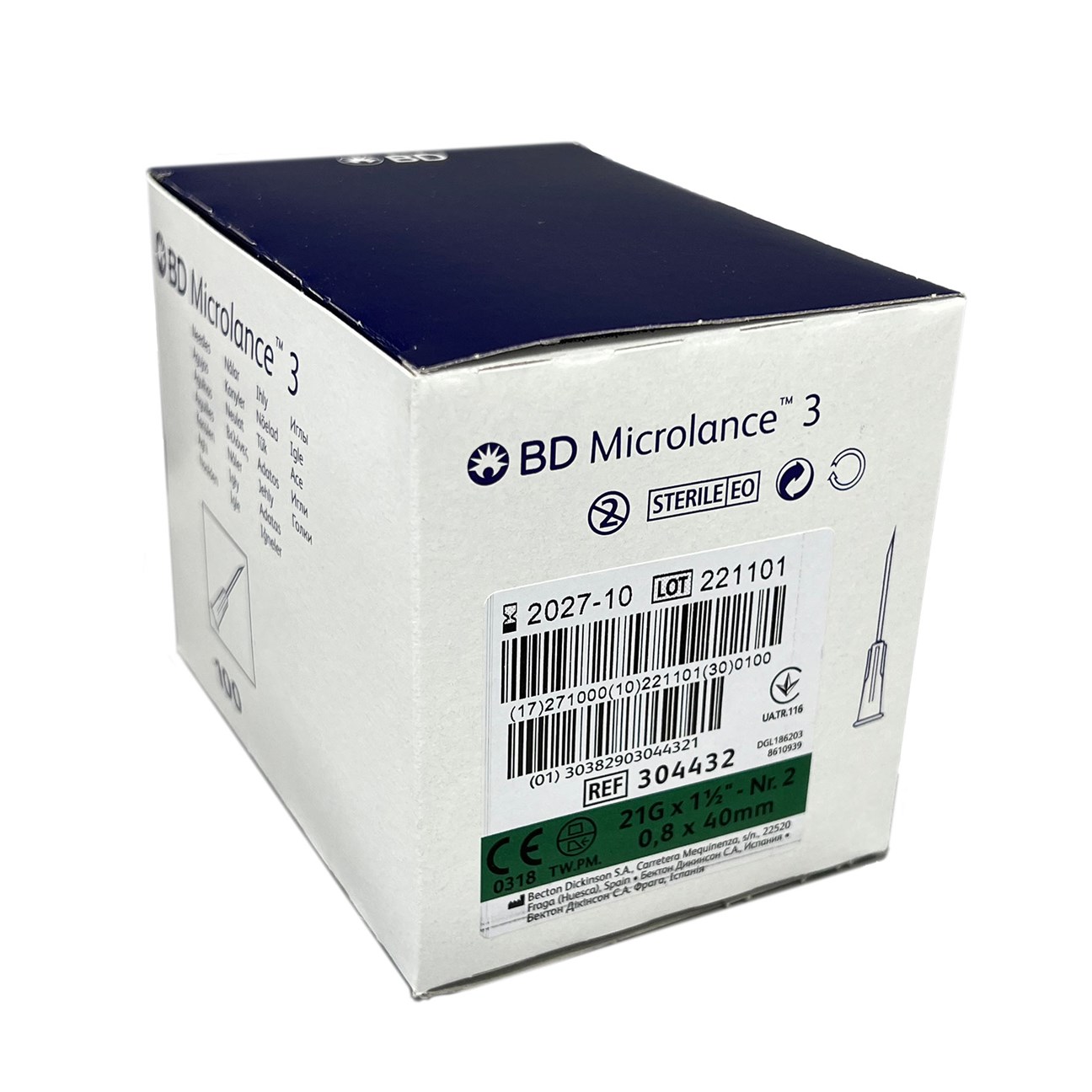 SNB021 : Microlance Hypodermic Needle 21g x 40mm Green